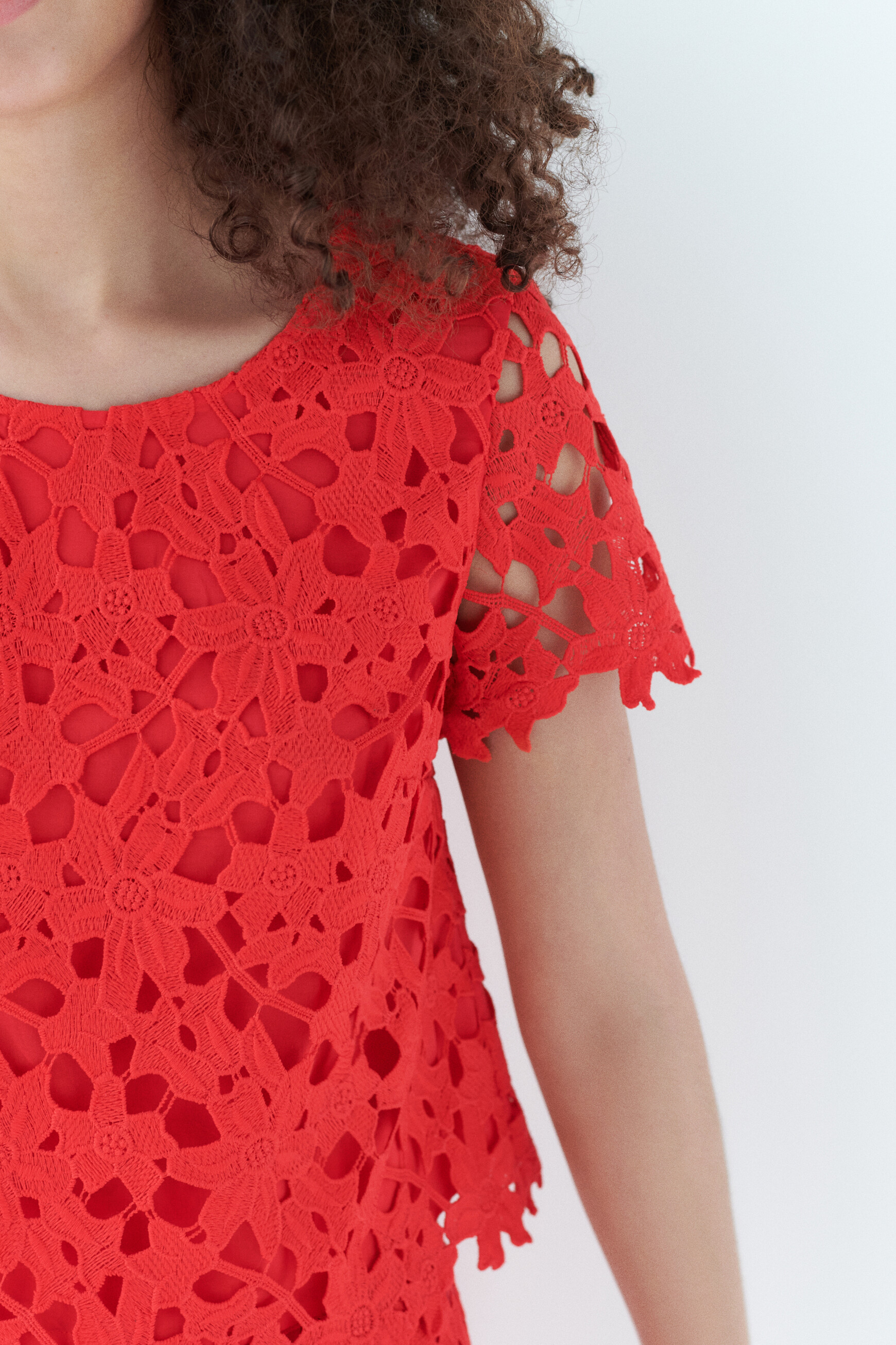 Blouse clace orange femme