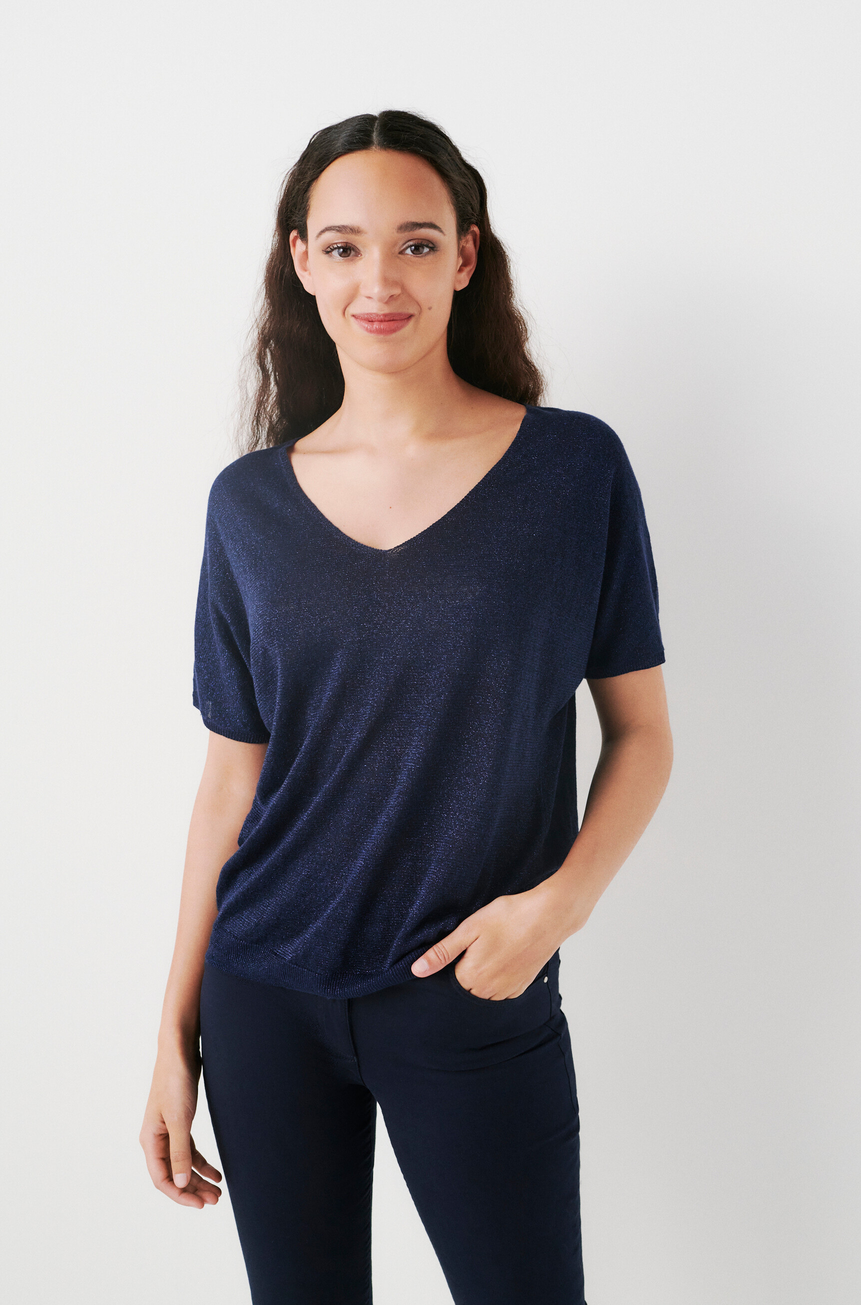 Pull milane bleu marine femme