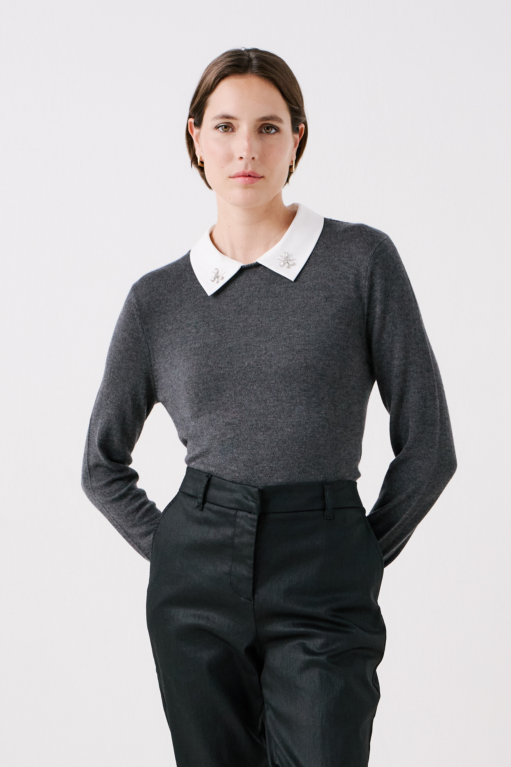 Pull mwilford gris fonce femme