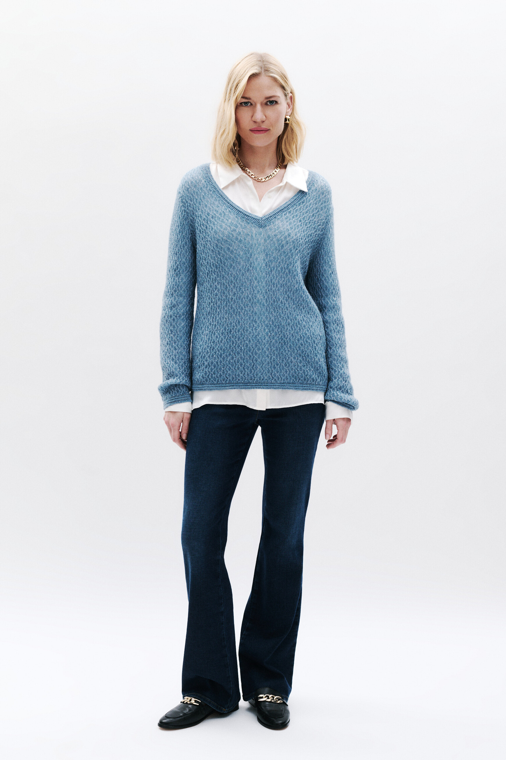Sweater Msaralie baby blue denim woman