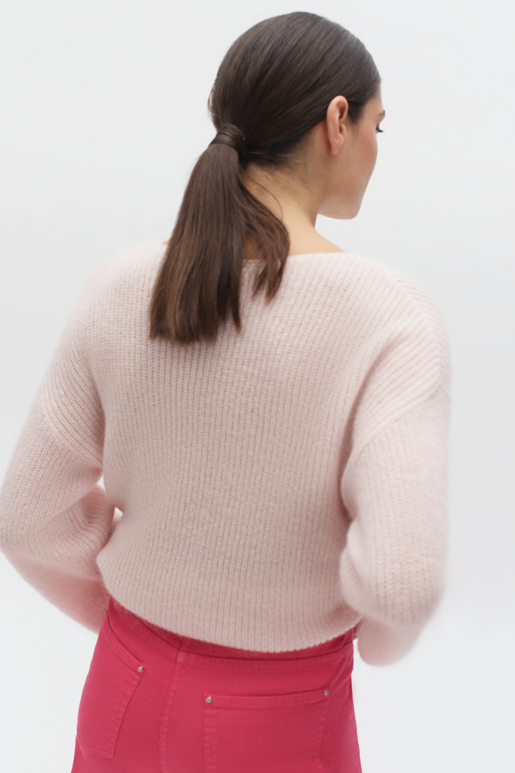 pull olivia côtelé rose clair femme