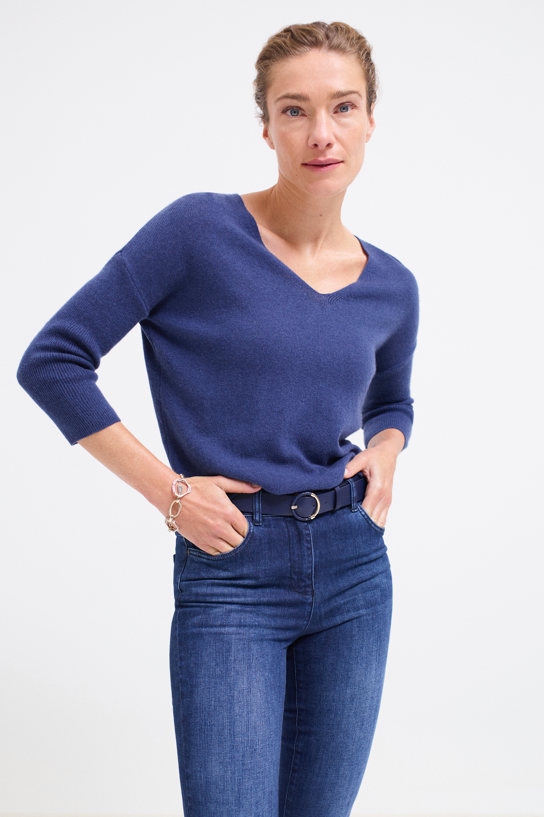 pull ambre bleu femme