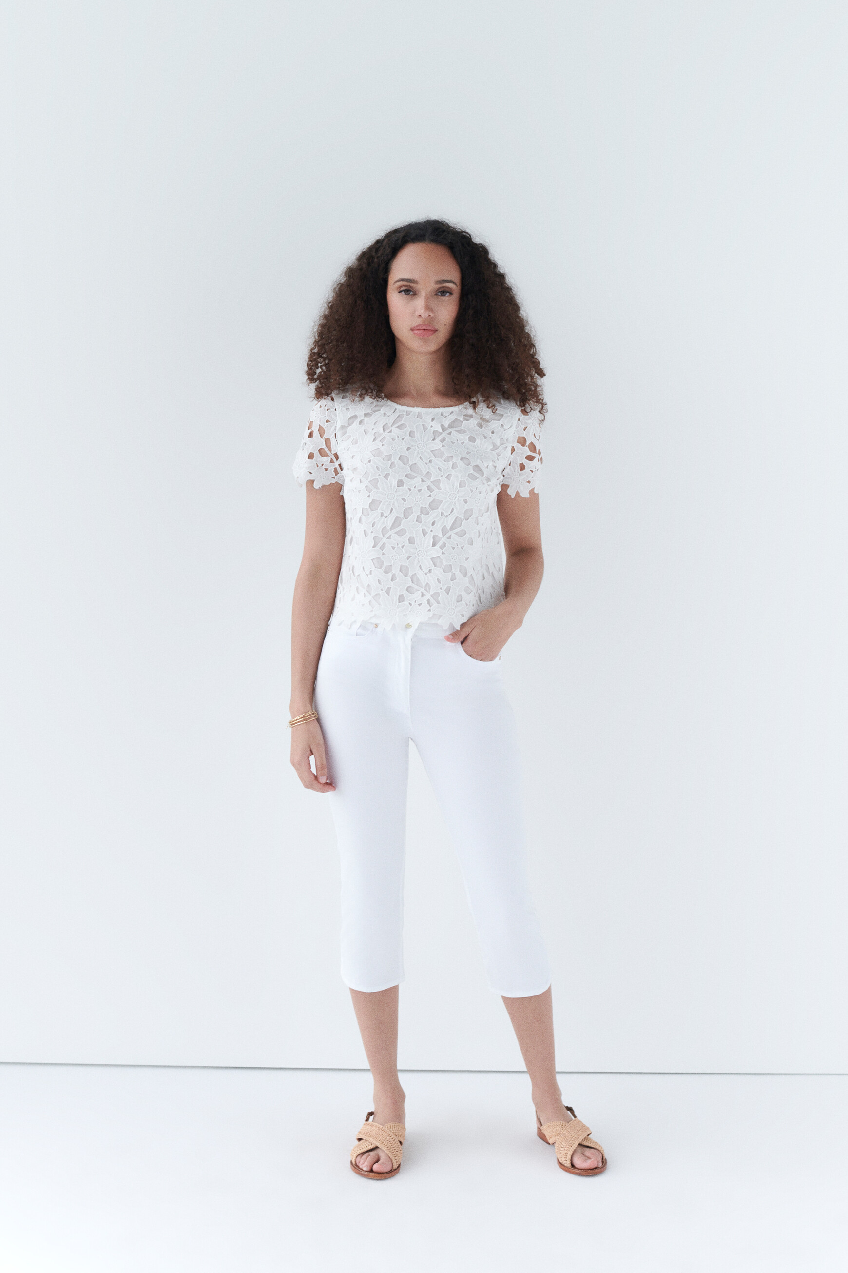 Blouse clace ivoire femme