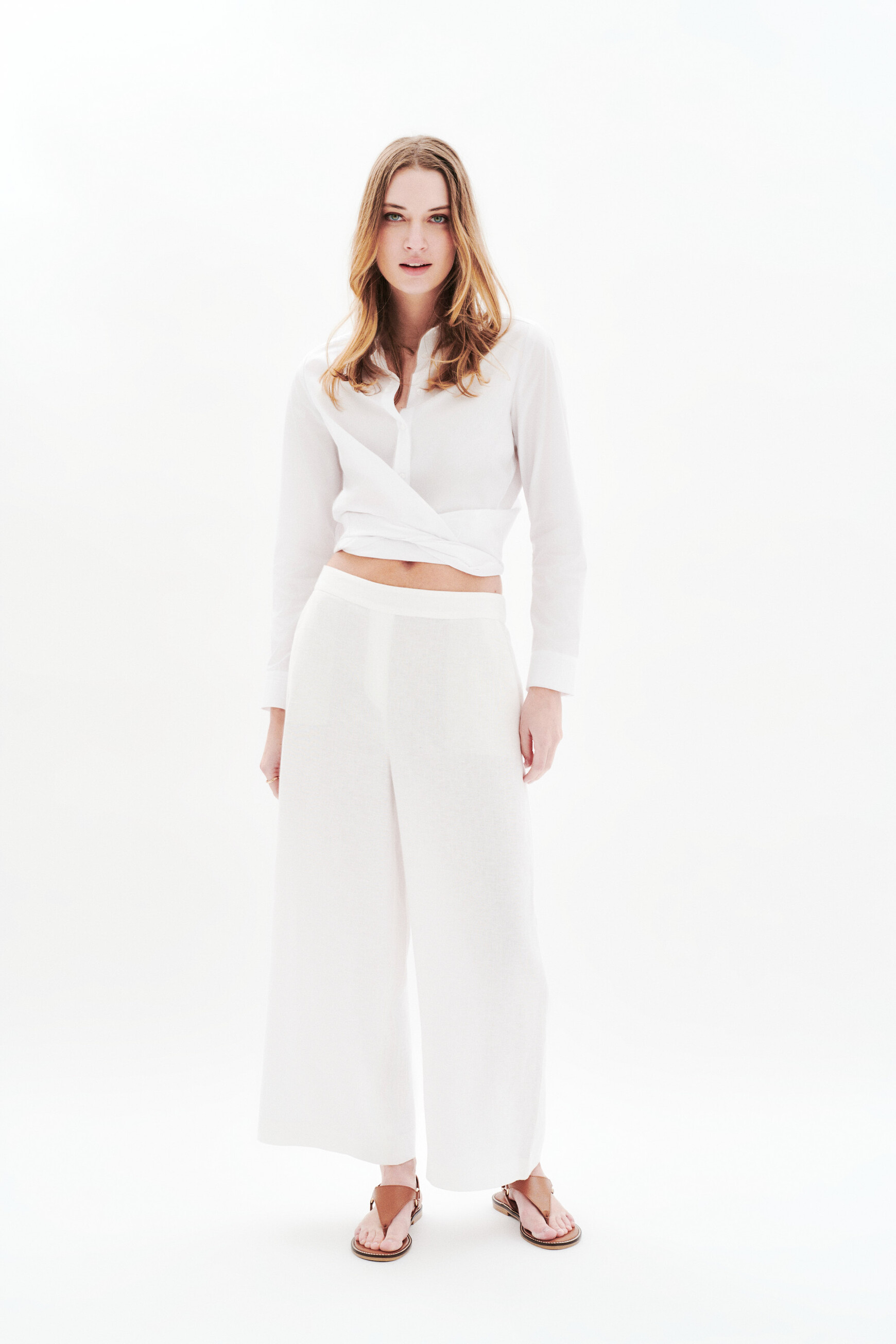 100% linen pandi trousers white woman