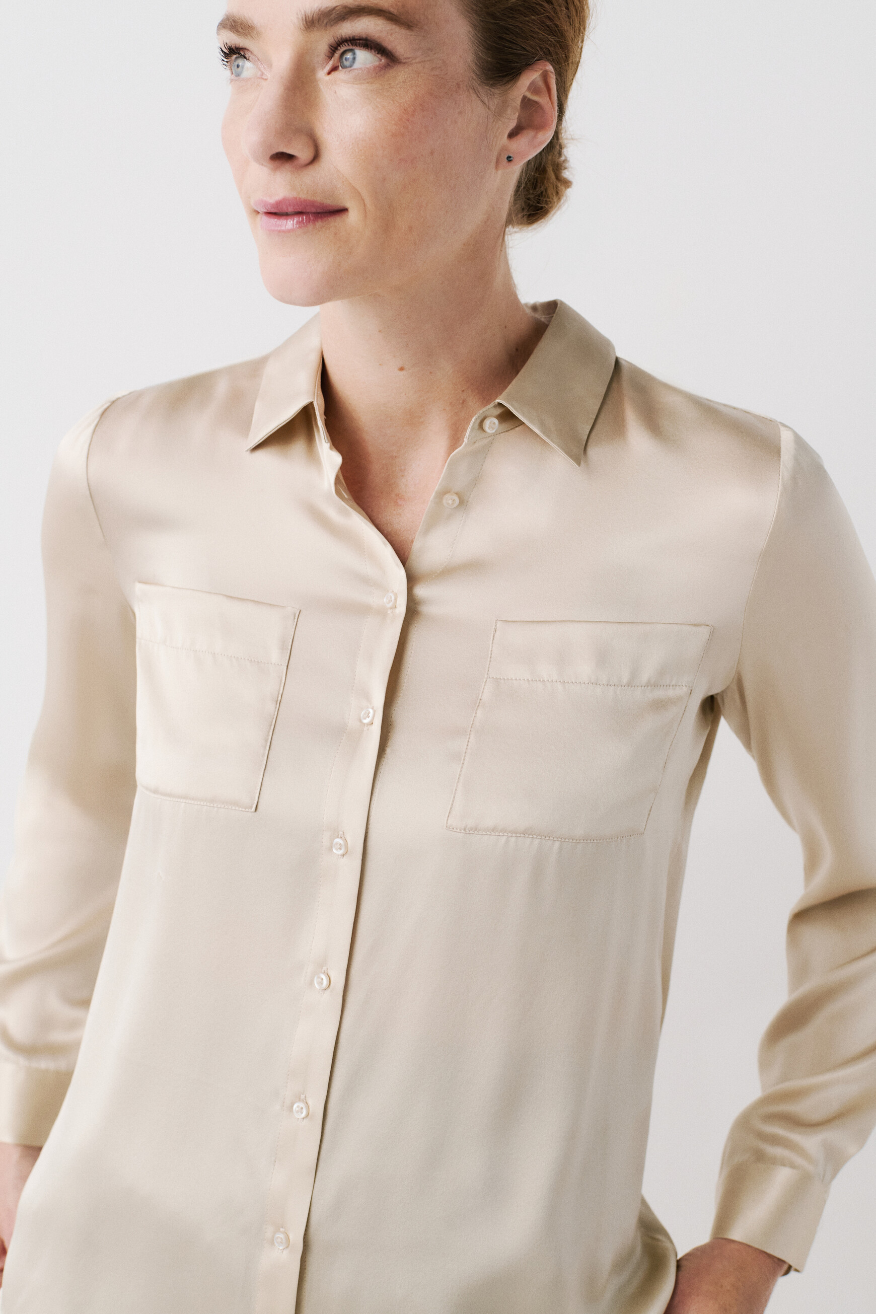 Jeanne B silk shirt beige woman