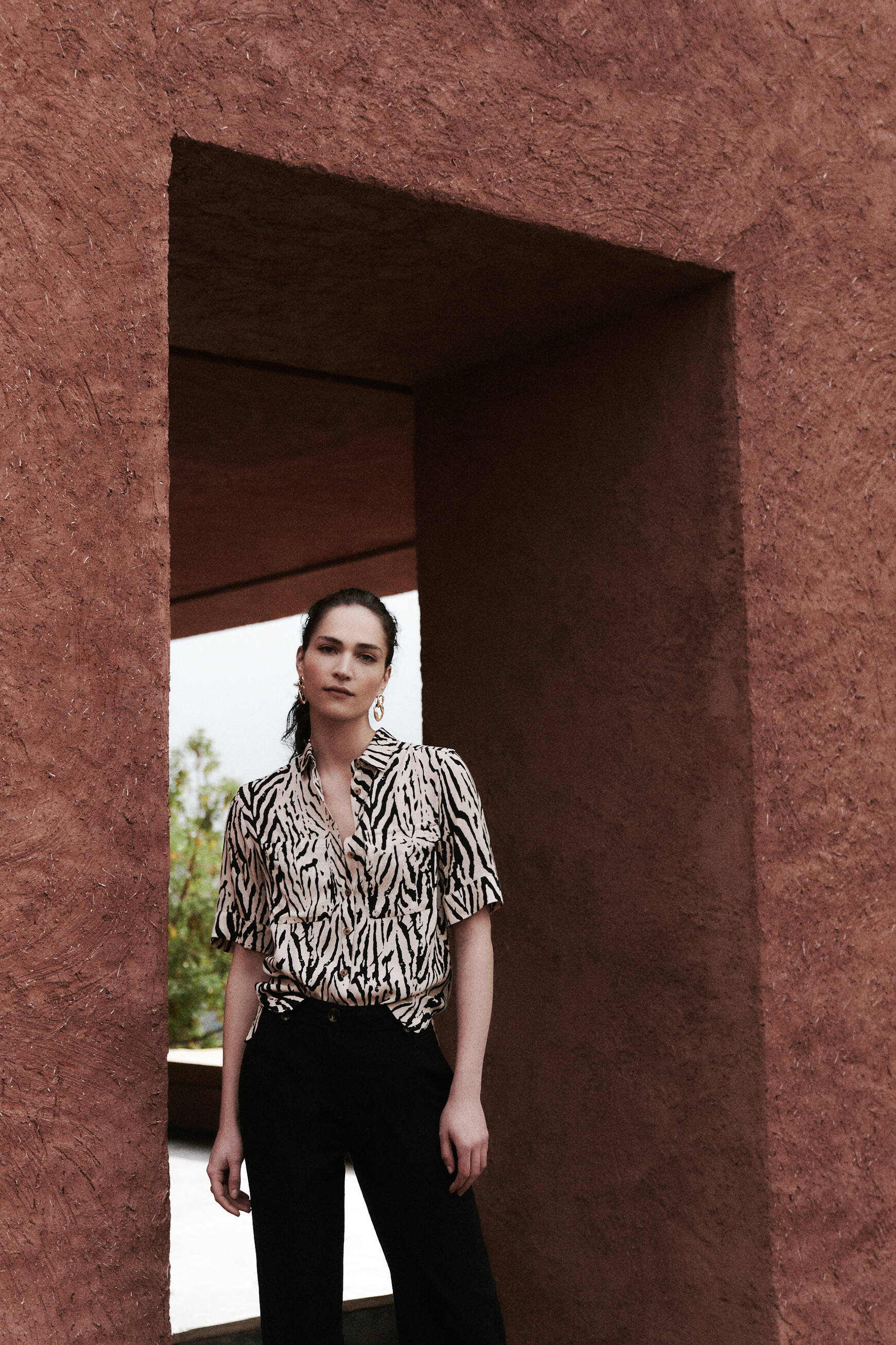 Chemise zuma zébrée noir femme