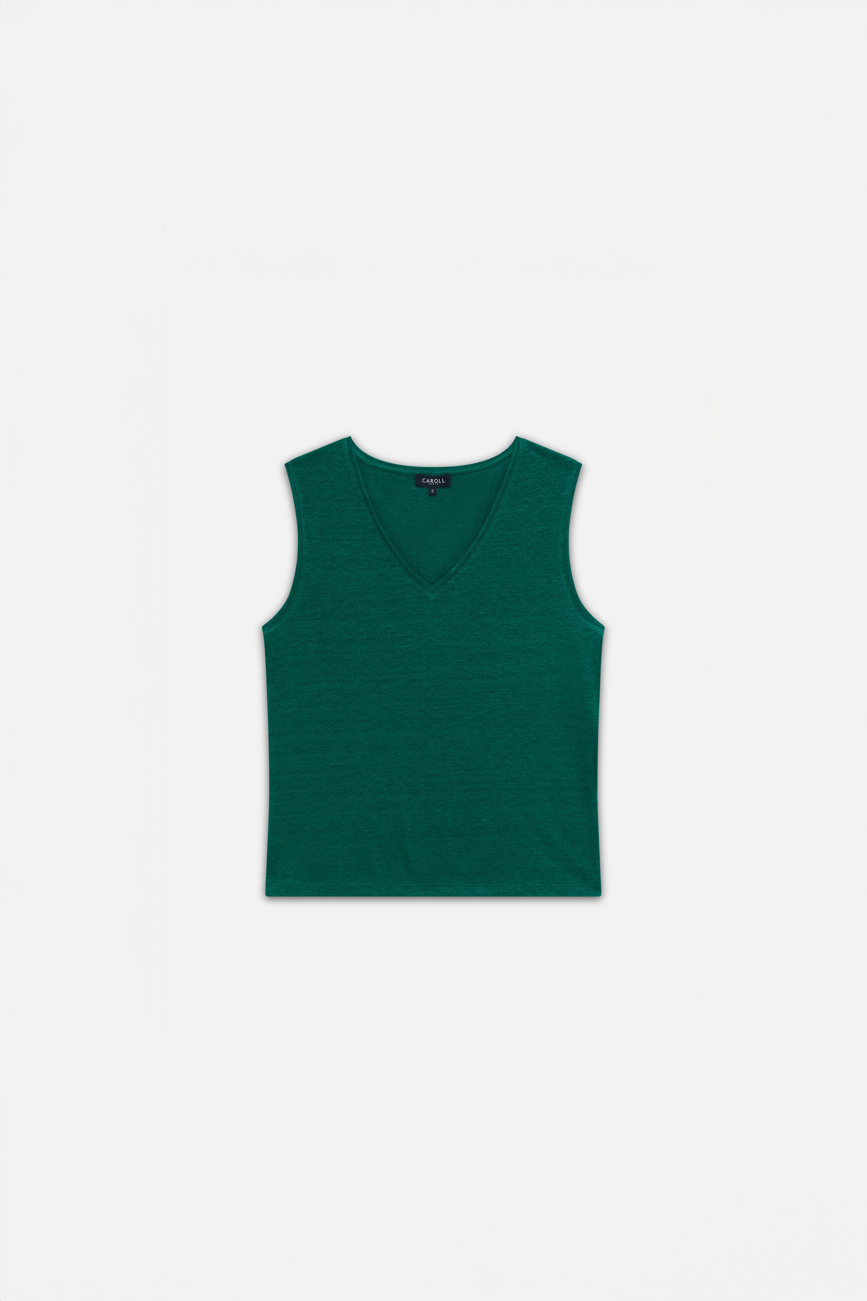 100% linen trym T-shirt emerald green woman