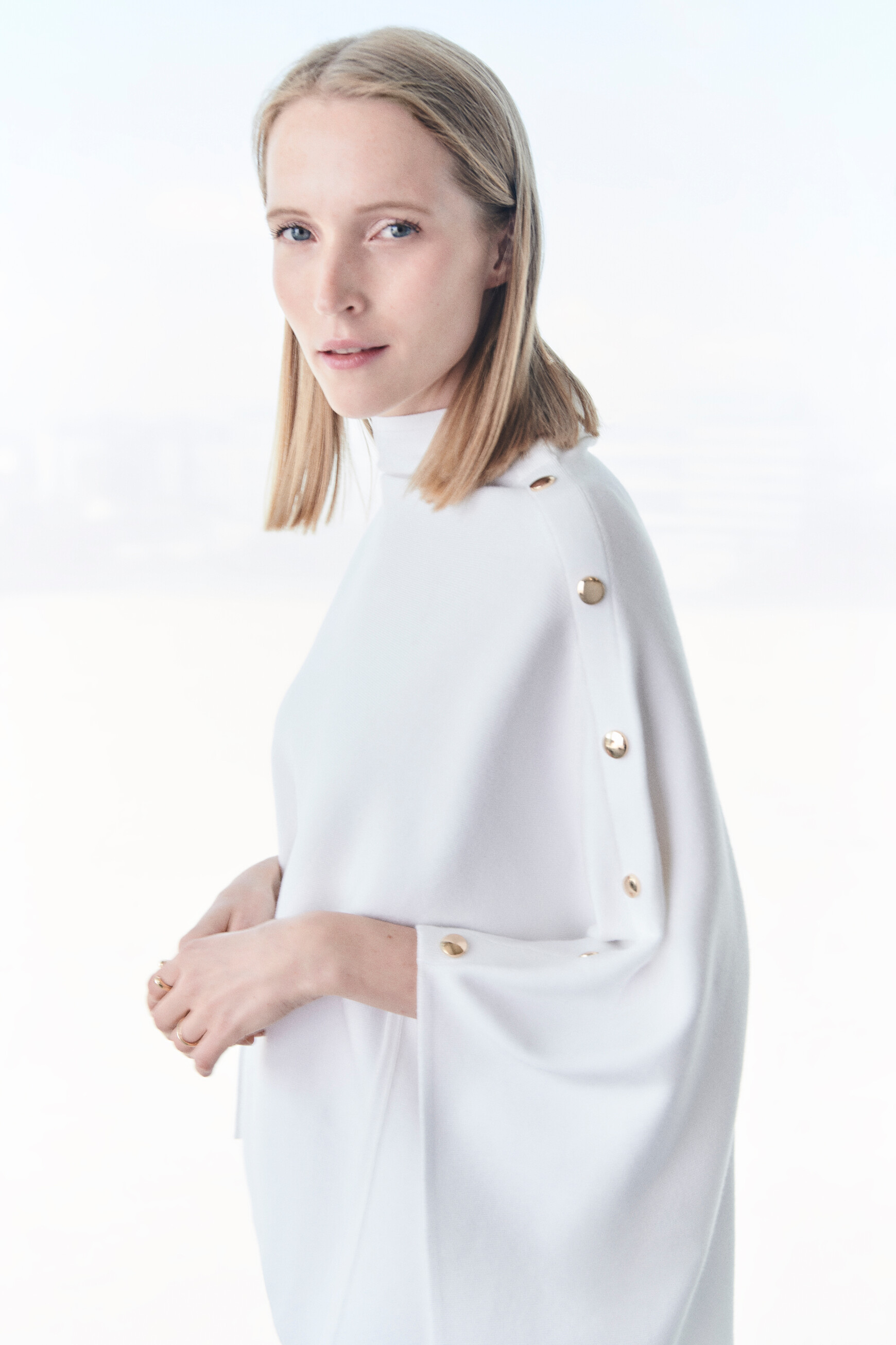 Poncho helvira ivoire femme