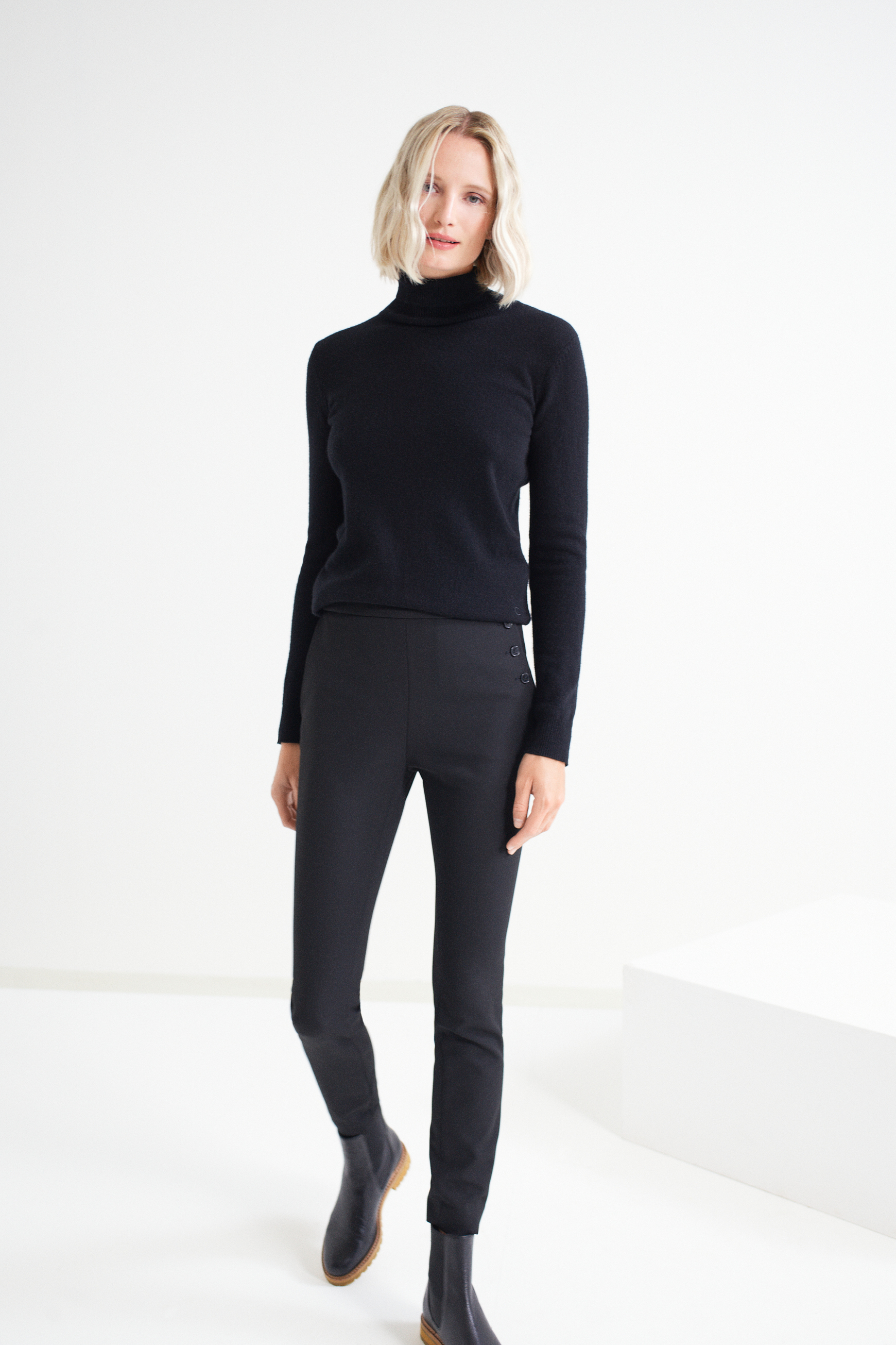 pantalon ron noir femme