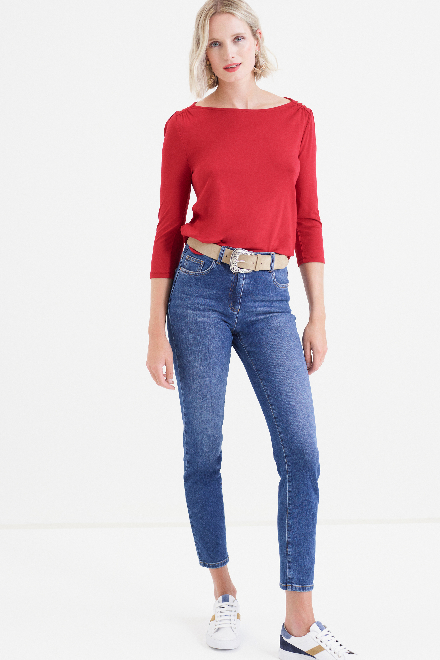 t-shirt lino rouge femme