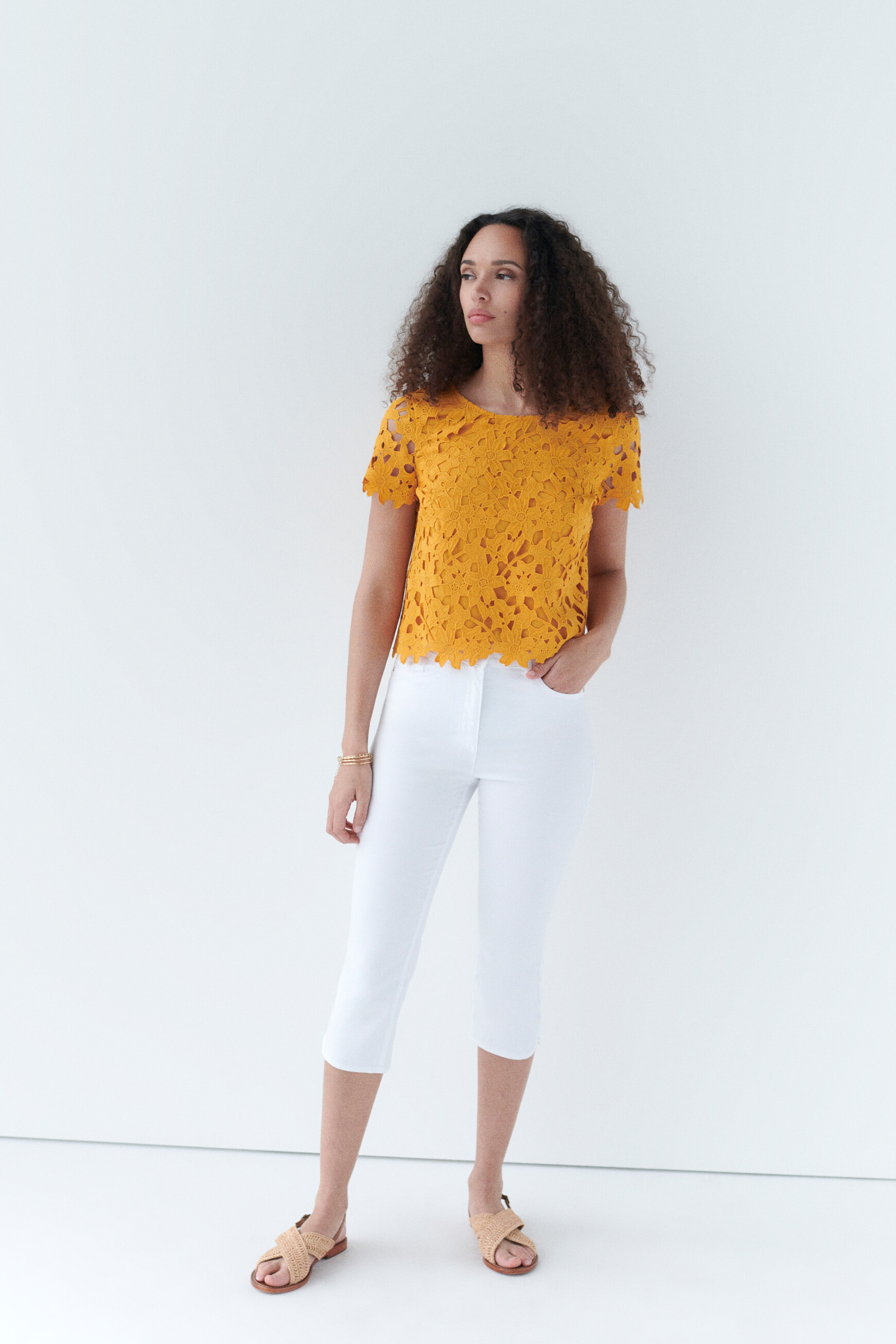 Clace blouse golden yellow woman