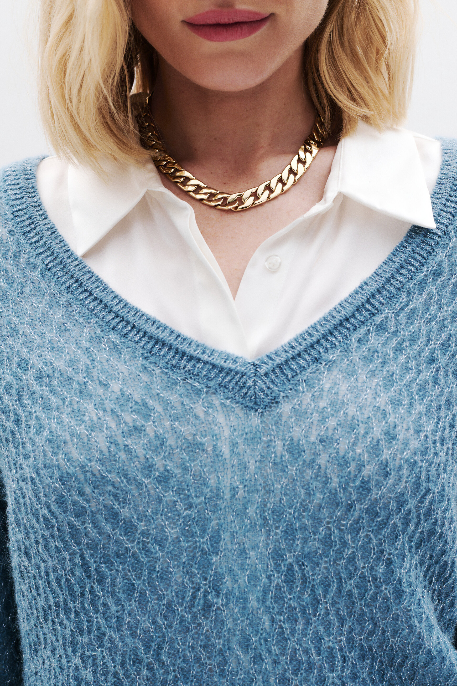 Sweater Msaralie baby blue denim woman